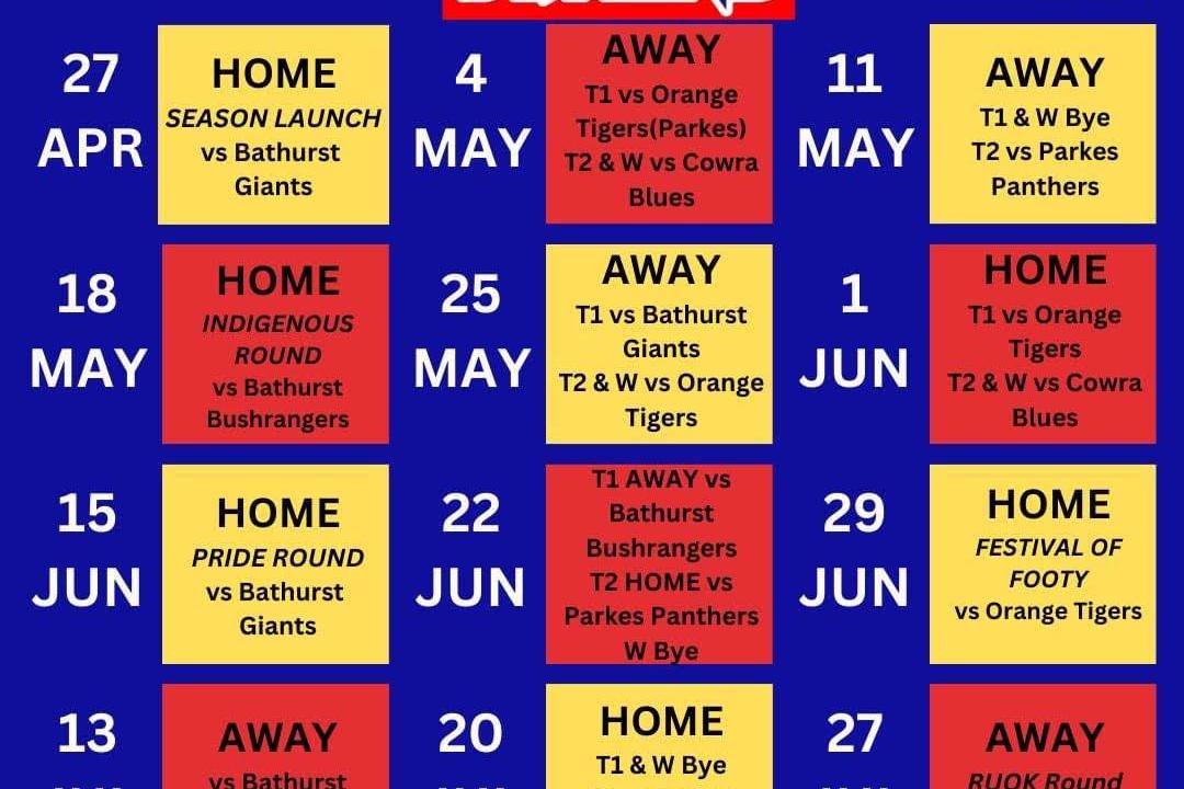 Dubbo Demons Australian Football Club’s fixture list