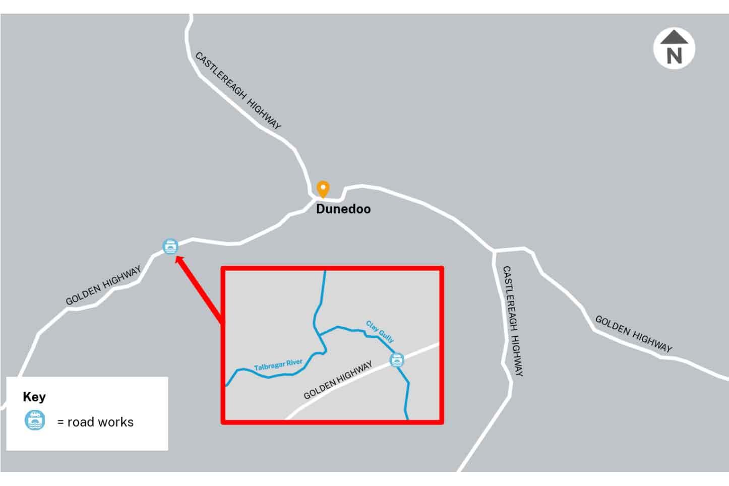 Traffic changes on Golden Highway near Dunedoo for culvert works